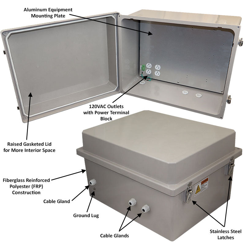 Altelix Fiberglass Weatherproof NEMA Enclosure with Aluminum Mounting ...