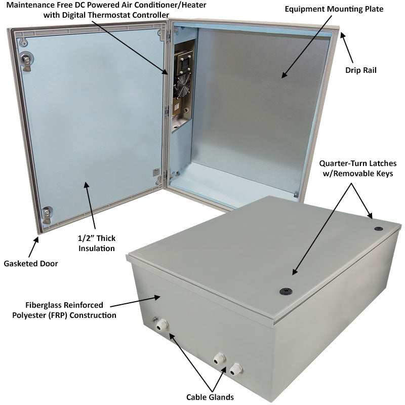 Altelix DC Powered Air Conditioned Enclosure with Heat - 32x24x12 Fibe ...