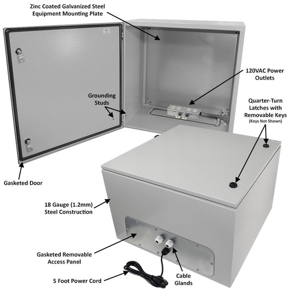 Altelix NEMA 4X Steel Weatherproof Enclosure with 120 VAC Outlets and ...