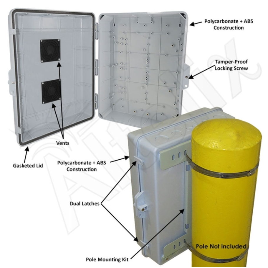 Altelix 17x14x6 PC + ABS Weatherproof Vented Utility Box NEMA Enclosur ...